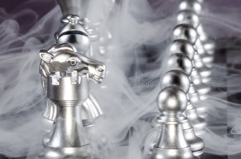 Fierce Chess Battle and the Fog of War Stock Photo - Image of battle ...