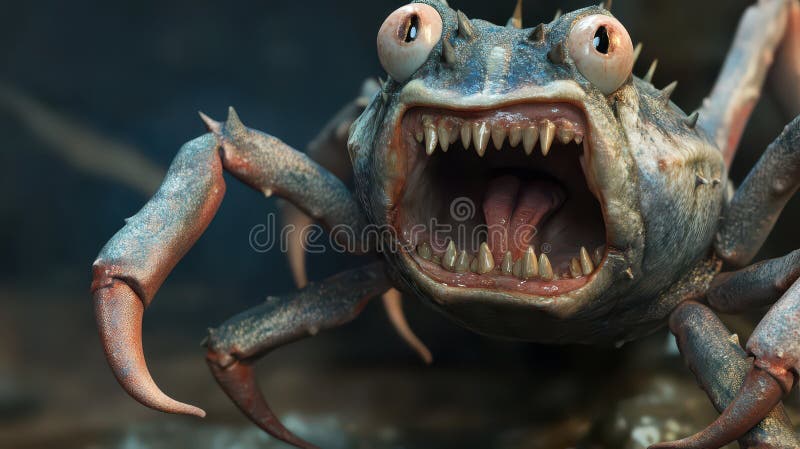 Fierce Crab Shows Off in the Dark Stock Photo - Image of habitat, claws ...