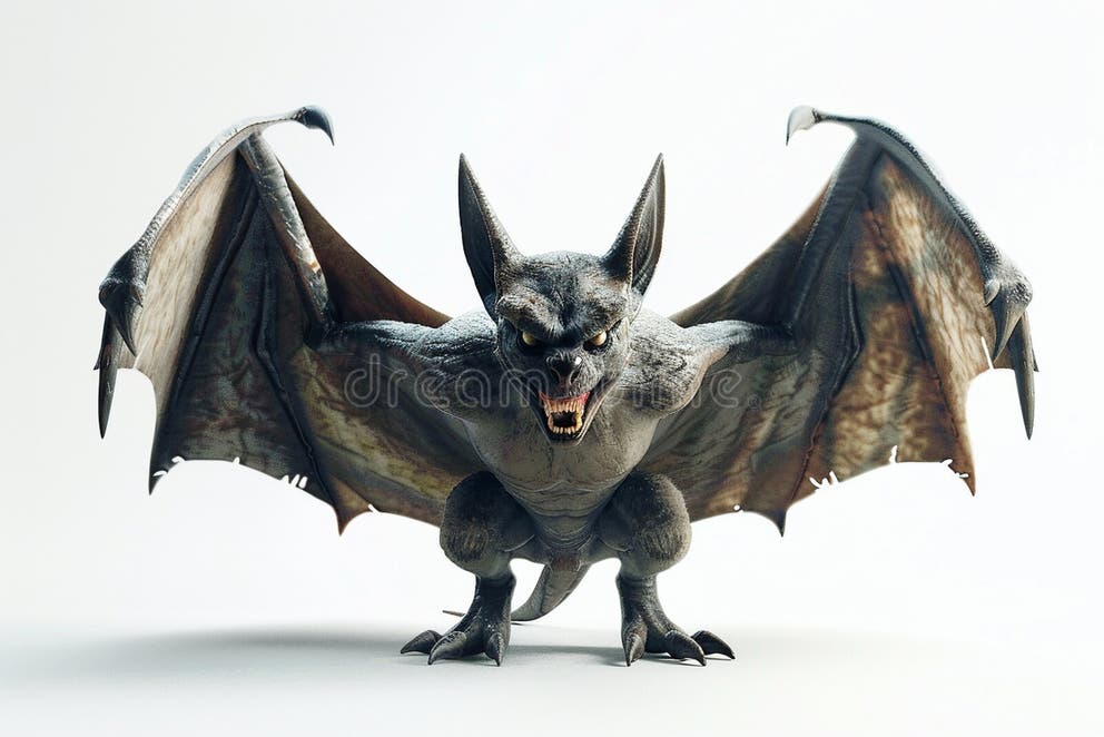 Fierce 3D Bat Creature with Large Wings and Sharp Features. Stock Image ...