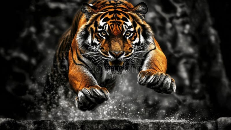 With Fierce Determination and Unbridled Strength, a Wild Tiger Jumps ...