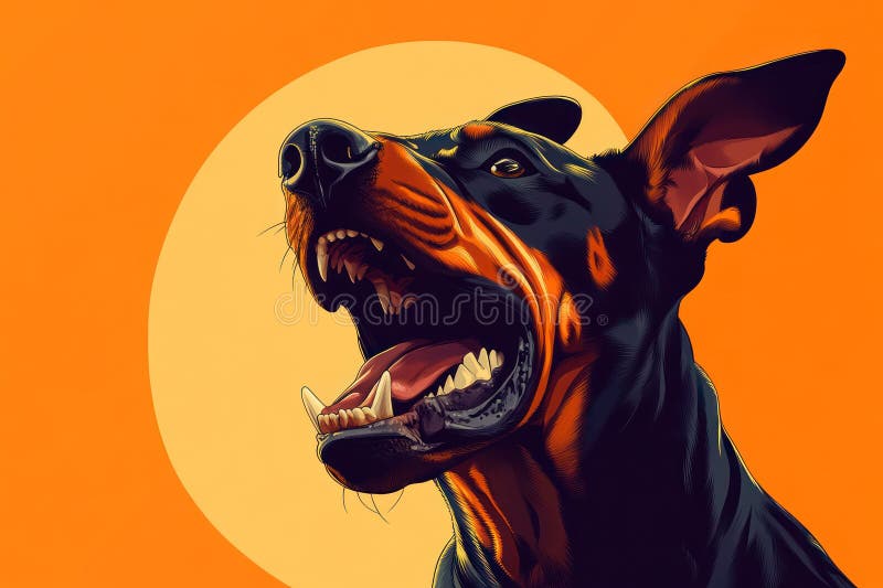 Aggressive Doberman Barking with Mouth Open Stock Photo - Image of ...