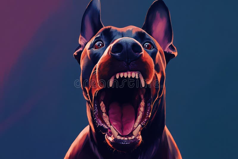 Aggressive Doberman Barking with Mouth Open Stock Image - Image of ...
