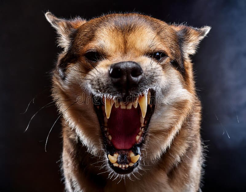 A Fierce Dog Bares Its Teeth in a Menacing Snarl Stock Illustration ...