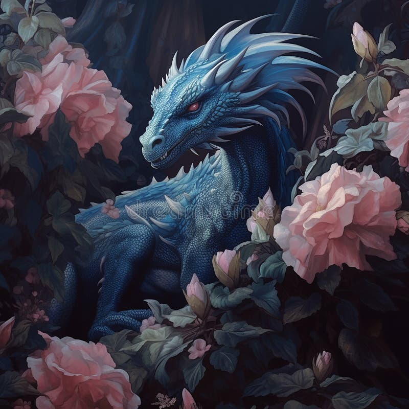 Fierce Dragon, Closeup, with Intense Eyes. Stock Illustration ...