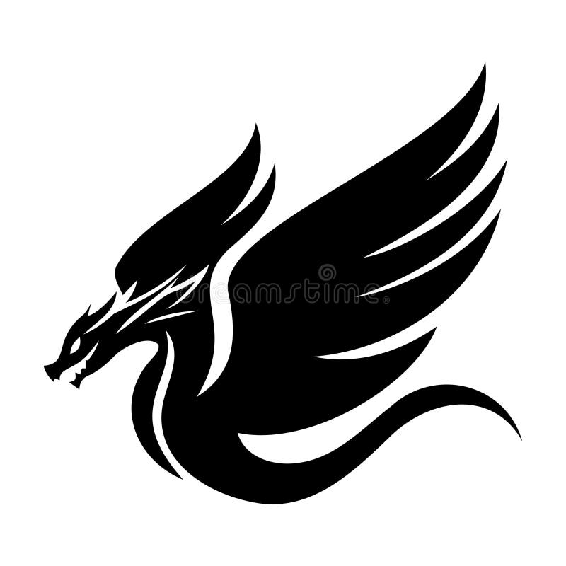 A Fierce Dragon Design in Swirling Black. Vector Illustration EPS10 ...