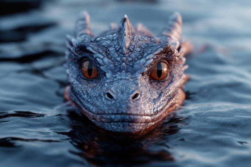 Fierce Dragon-like Creature Emerging from the Water Stock Illustration ...