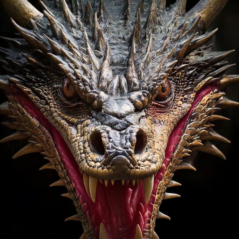 Fierce Dragon Roaring Showing Teeth and Spikes Stock Illustration ...