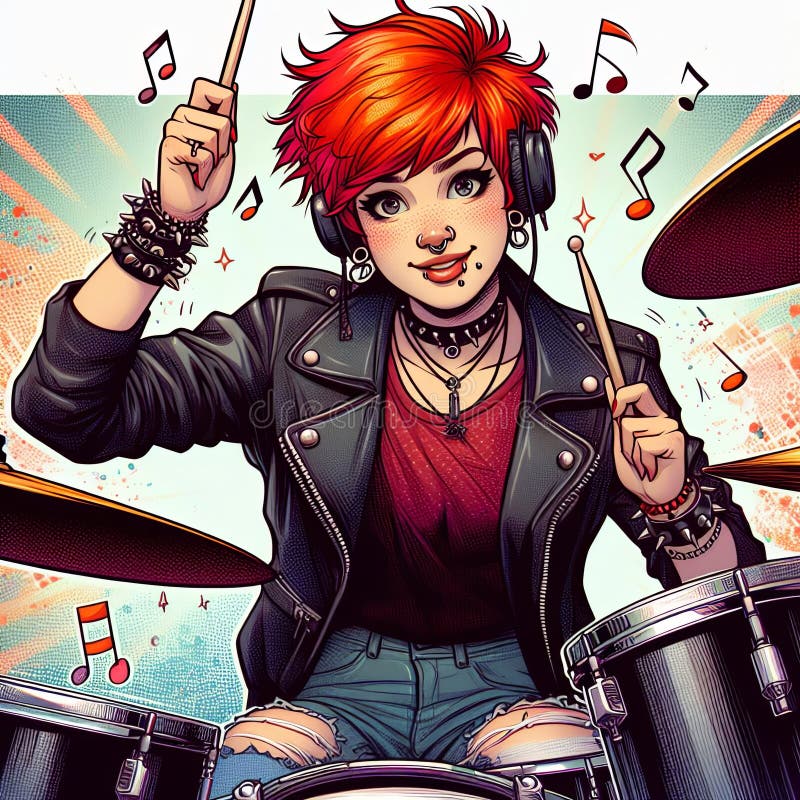 Punk Rock Drummer stock illustration. Illustration of passion - 326174075