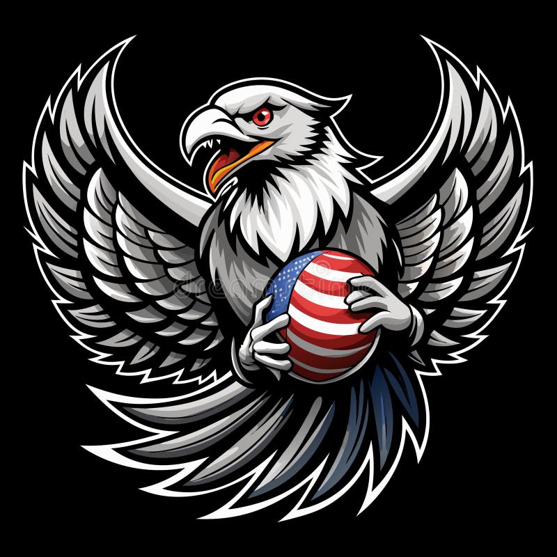 A Fierce Eagle Clutching a Baseball in Its Talons. Stock Illustration ...