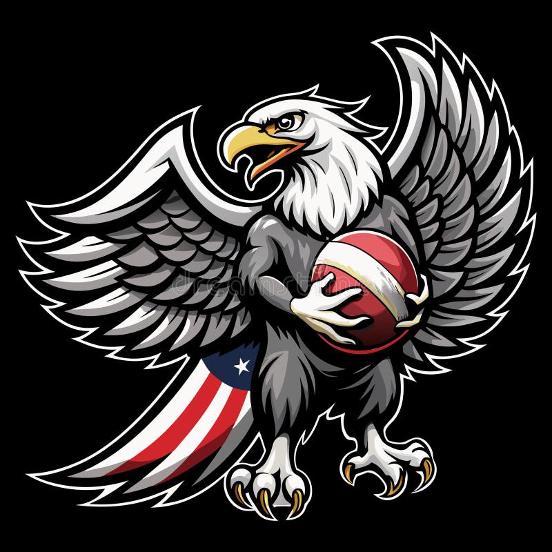 A Fierce Eagle Clutching a Baseball in Its Talons. Stock Illustration ...
