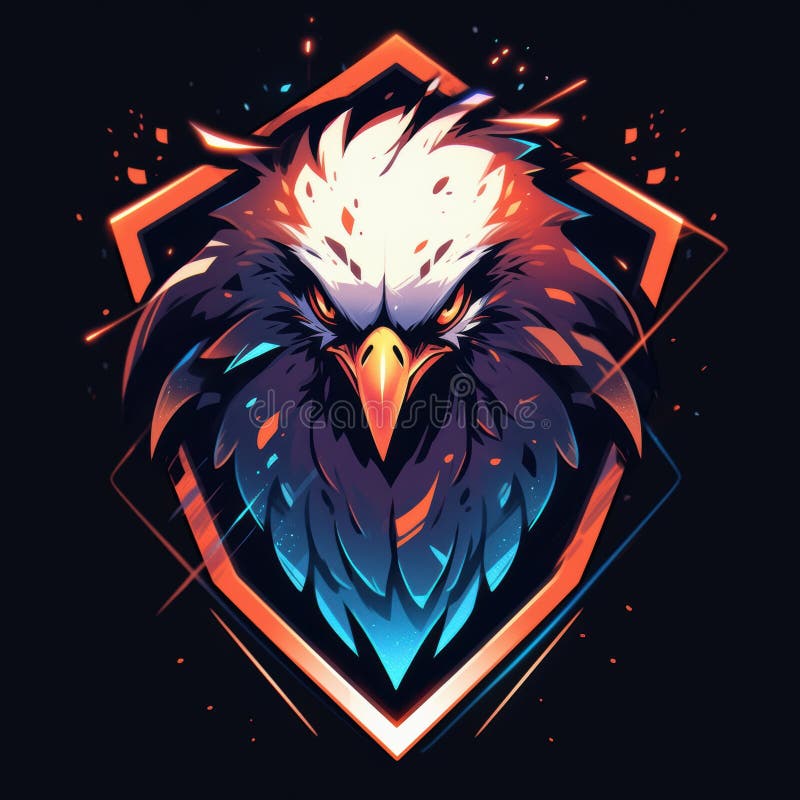 Fierce Eagle in a Geometric Frame. Created by Generative Artificial ...