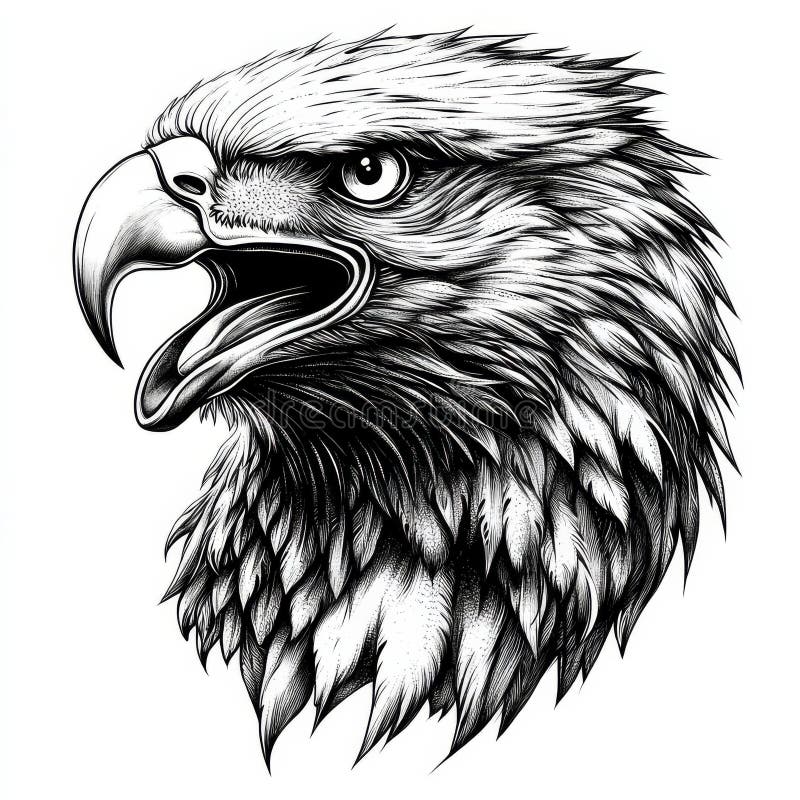 Fierce Eagle Head Roaring, Its Sharp Beak and Piercing Eyes Showing ...
