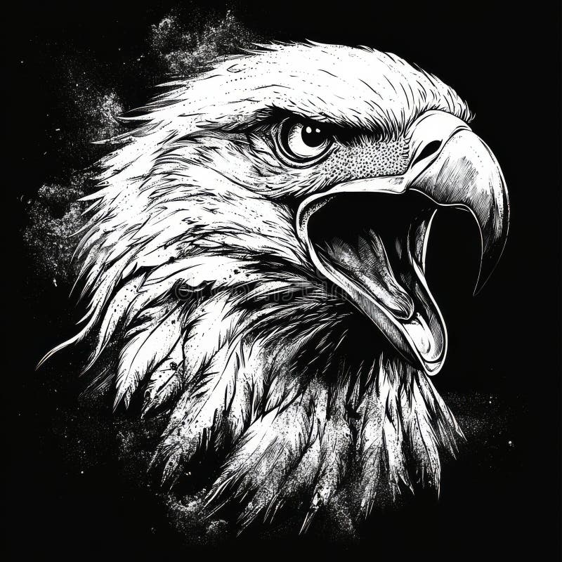 Fierce Eagle Head Roaring, Its Sharp Beak and Piercing Eyes Showing ...