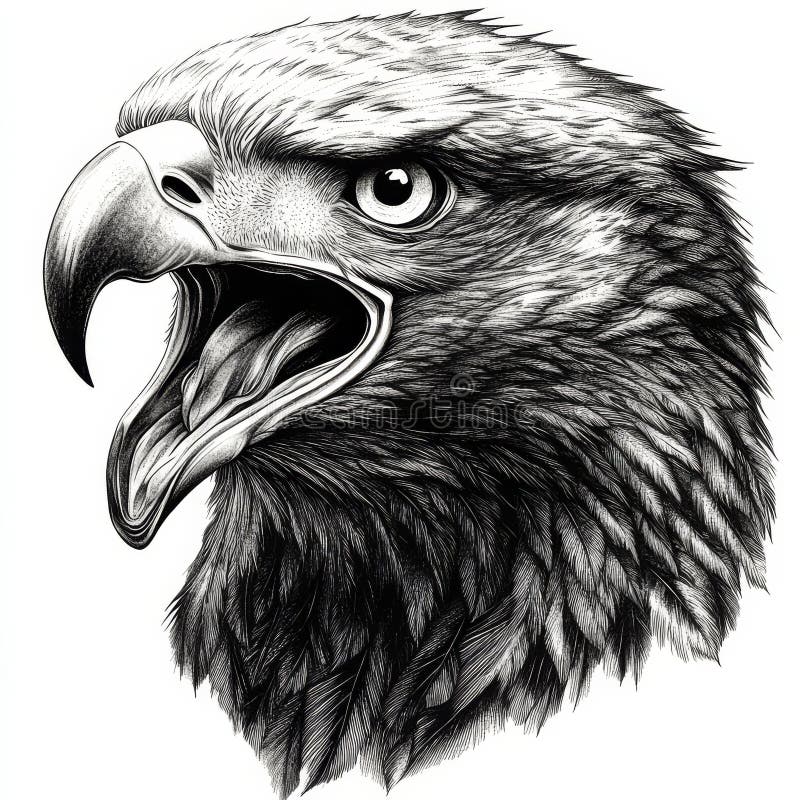 Fierce Eagle Head Roaring, Its Sharp Beak and Piercing Eyes Showing ...