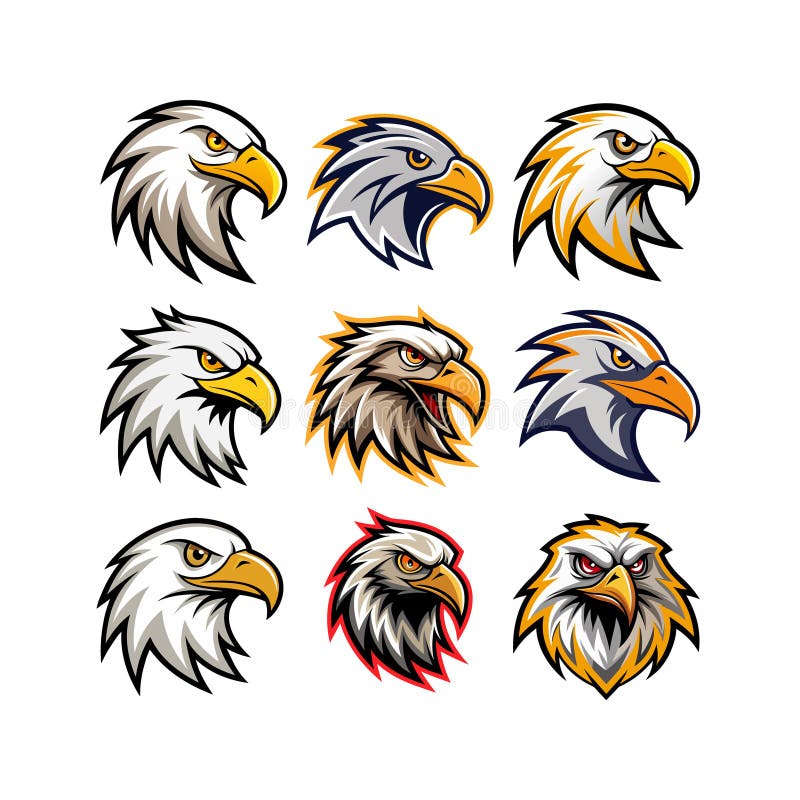 Fierce Eagle Logo Icon Collection Stock Vector - Illustration of logo ...