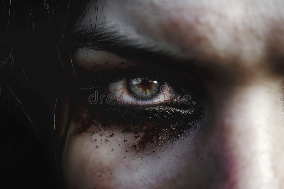 Fierce Eye Closeup with Persons Face Half Transformed Stock Photo ...