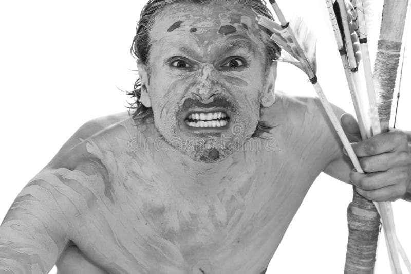 Primitive man warrior stock photo. Image of bamp, arrow - 373115776