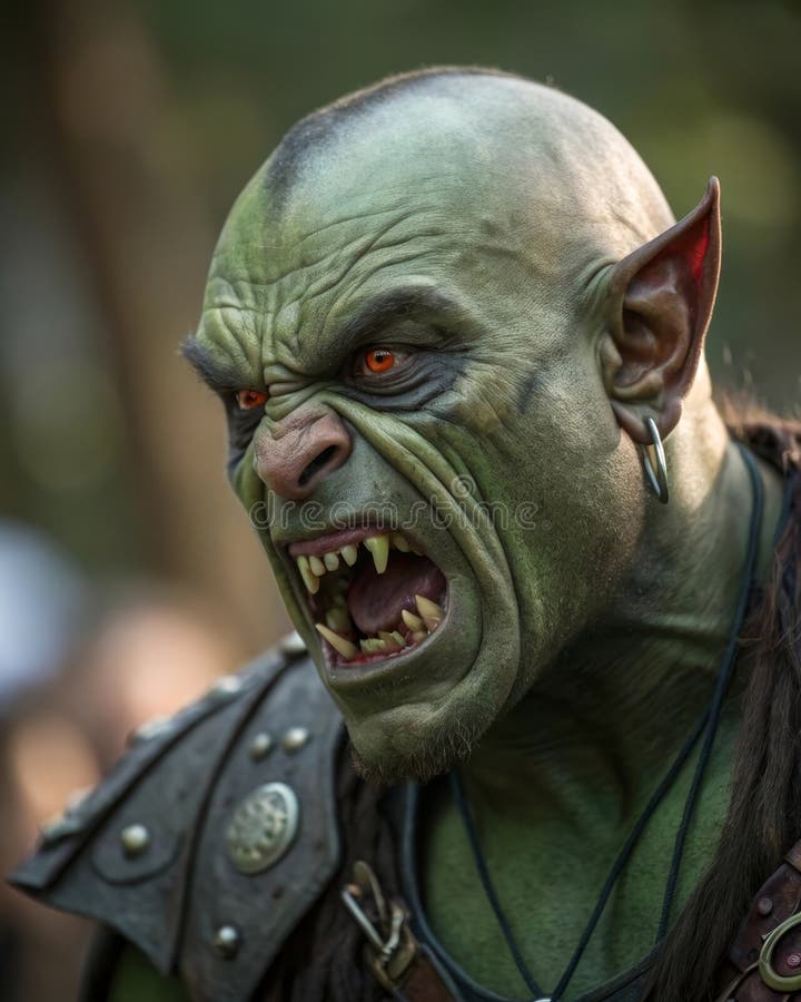 Fierce Fantasy Orc Warrior in Lush Forest Setting with Intense ...