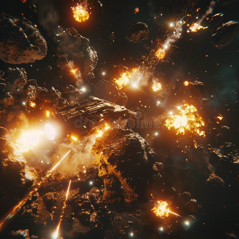 A Fierce Fighters and Alien Drones in the Asteroid Belt Explosions Ai ...