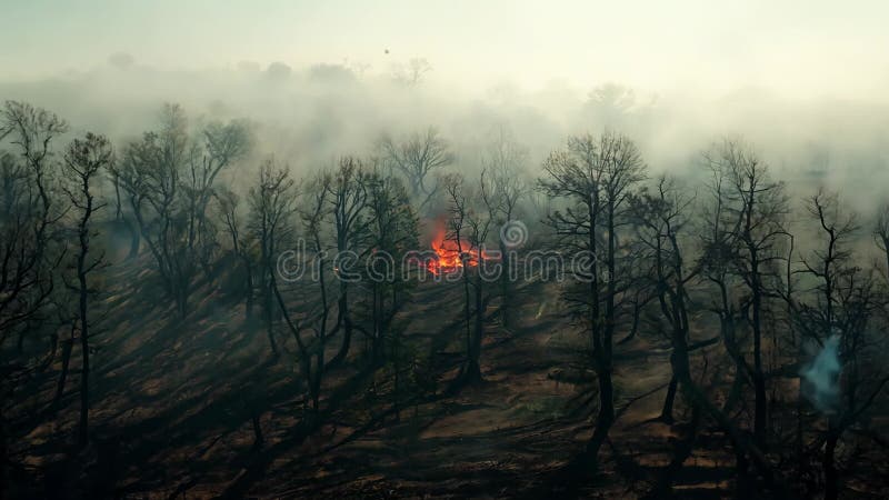 Forest Fire Spreads Rapidly through Trees in a Rural Area during Late ...