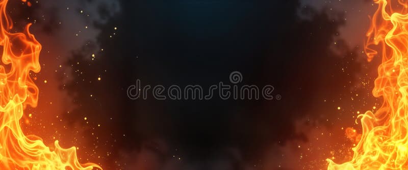 Fierce Fire Flames, Smoke Create Dramatic Scene. Powerful Inferno ...