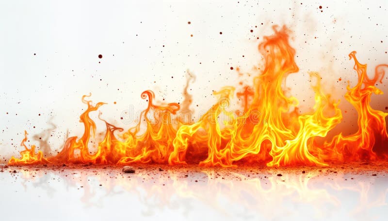 Fierce Flames Blaze Intensely Consuming Ground Surface. Intense Energy ...