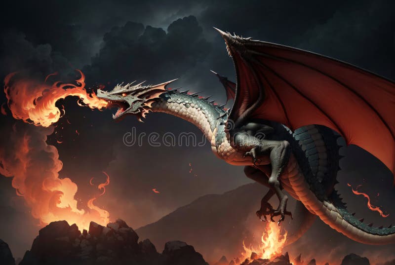 Fierce Flying Dragon: a Fantasy of Fire and Mythical Creatures Stock ...