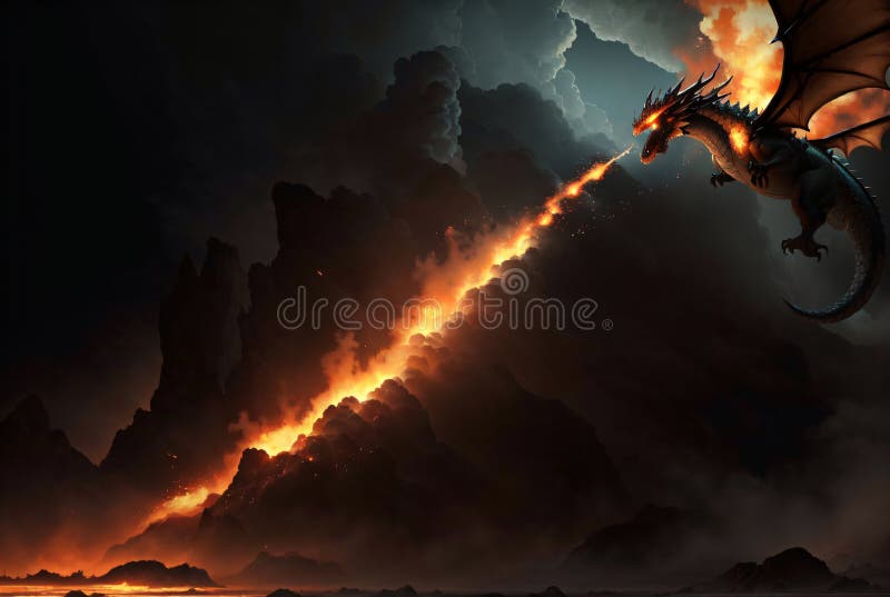 Fierce Flying Dragon: a Fantasy of Fire and Mythical Creatures Stock ...
