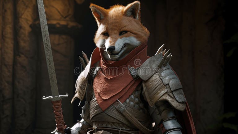 A Fierce Fox Warrior, Digital Art Illustration, Generative AI Stock ...