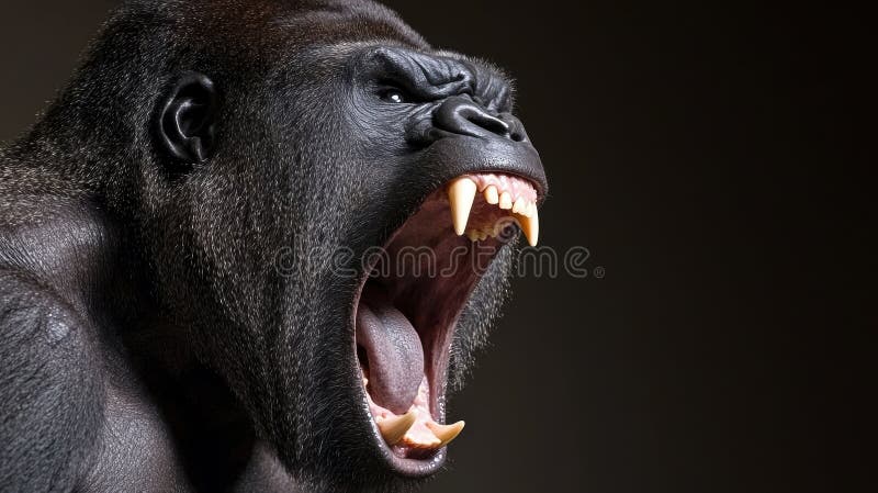 Fierce Gorilla Roaring Aggressively Stock Illustration - Illustration ...