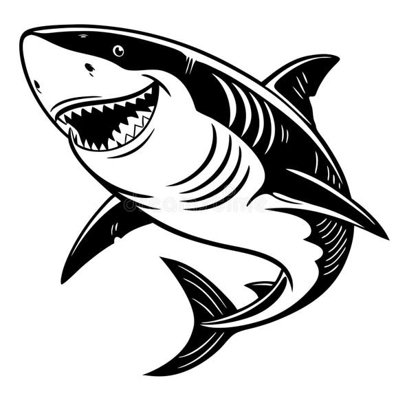 Fierce Great White Shark Vector Illustration for Tattoo Design and ...