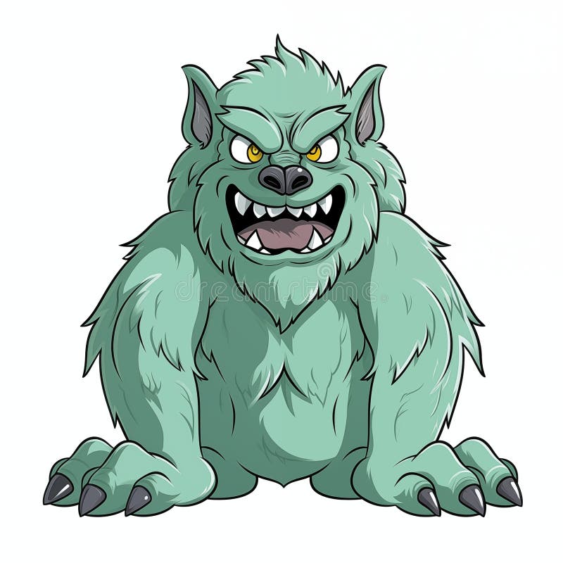 A Fierce Green Cartoon Monster with Sharp Claws and an Intimidating ...