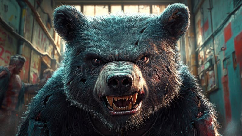 Fierce Grizzly Bear in Abandoned Urban Setting: a Dramatic Wildlife ...