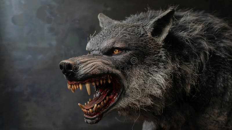 Fierce Growling Wolf with Bared Teeth and Intense Eyes, Capturing a ...