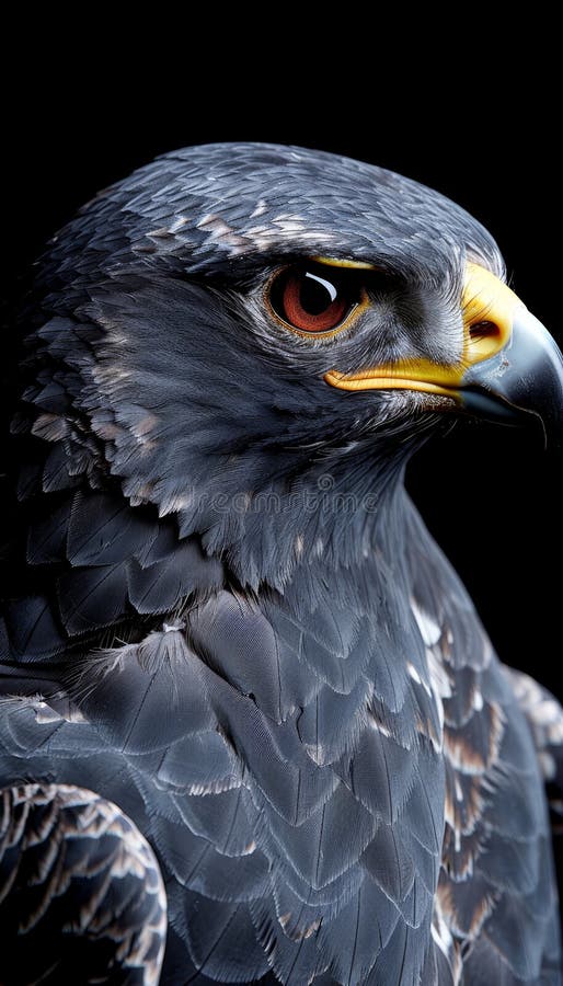 A Fierce Hawk Perched Against a Dark Backdrop Showcasing Its Piercing ...