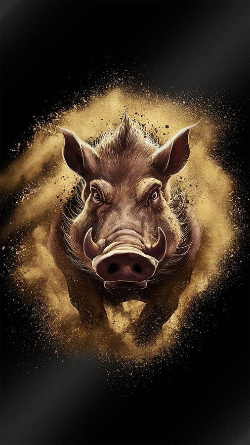 A Fierce Hog, Captured in a Medium Shot that Accentuates Its Dynamic ...