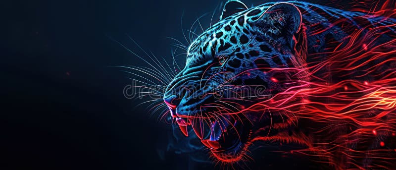 Fierce Leopard with Neon Light Effects. Generative Ai Stock ...