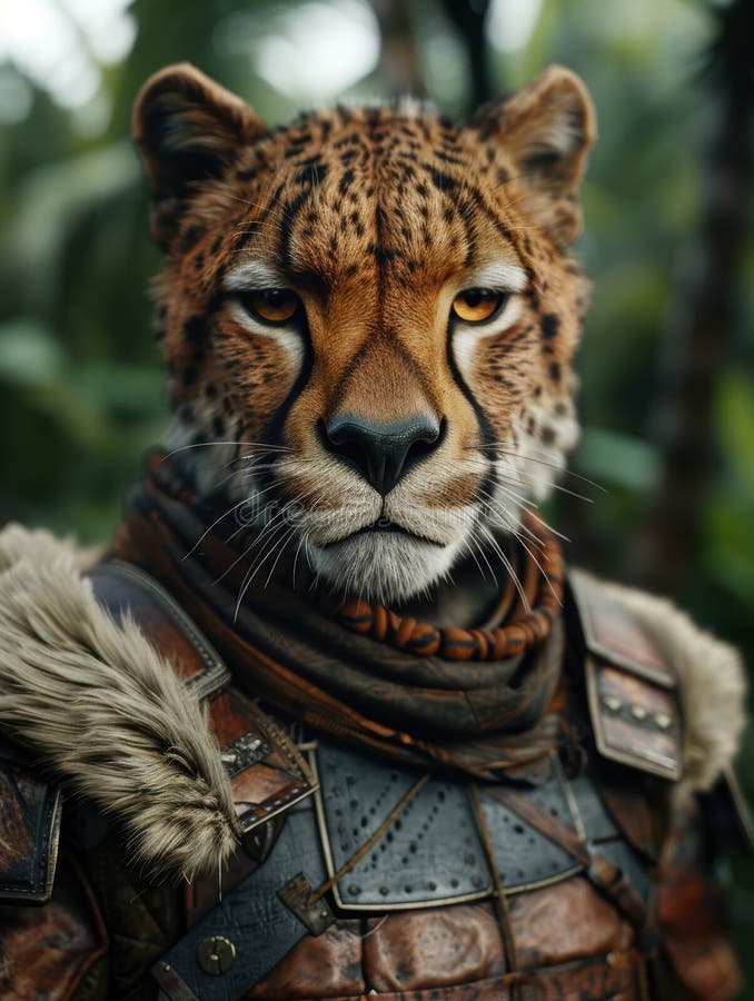 Fierce Leopard in Tribal Warrior Attire Stock Illustration ...