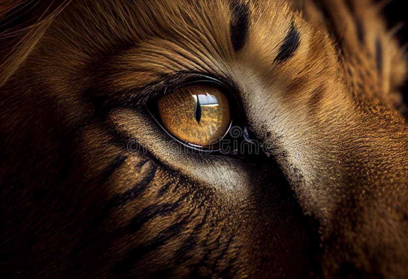 Fierce Look of the Lion S Eye. Generative AI. Stock Illustration ...
