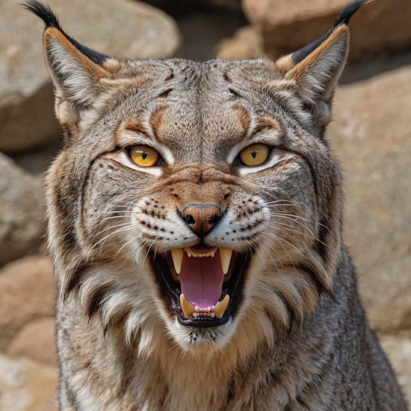 Fierce Lynx Portrait Intense Yellow Eyes Stock Illustrations – 16 ...