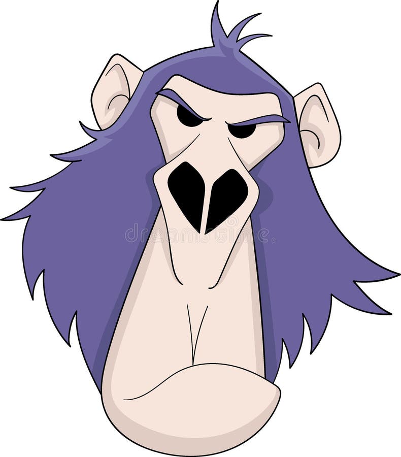 Fierce Male Monkey Face with Intense Expression in Cartoon Style Stock ...