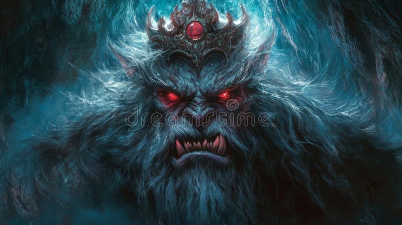 Fierce Mythical Beast with Crown and Red Eyes Stock Image - Image of ...