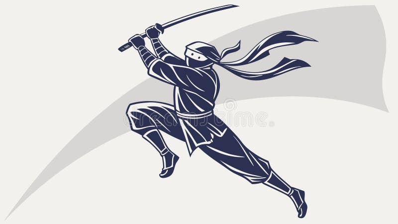 Fierce Ninja Warrior with Katana, Agile Combat, Shadow Tactics, Martial Skill, Vector Design ...