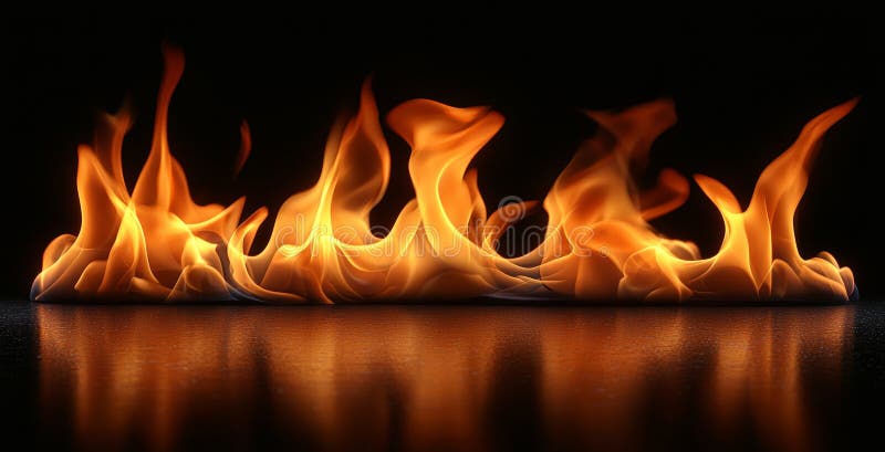Fierce Orange Flames Ascend Against a Transparent Background Stock ...