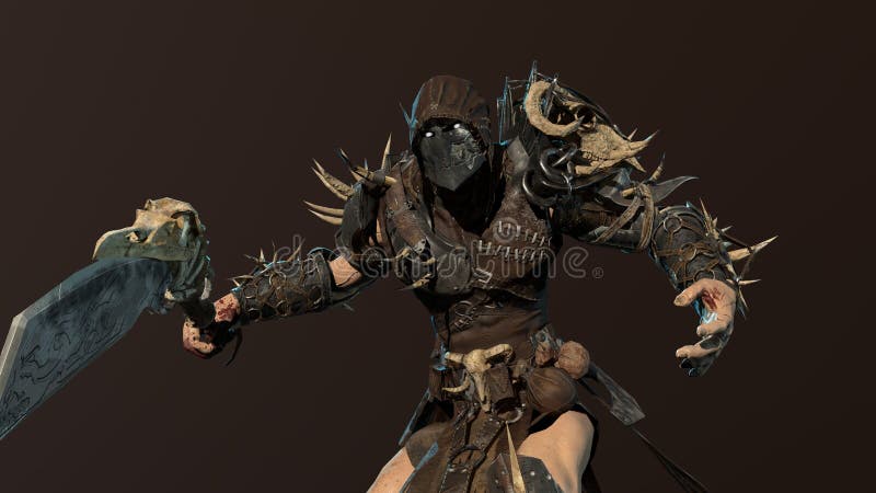 Fierce Orc Fighter 3d Render Stock Illustration - Illustration of mask ...