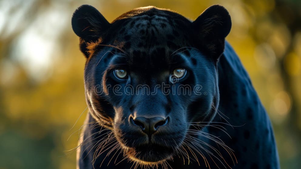 A Fierce Pantera Staring at the Camera with Intense Powerful Stock ...