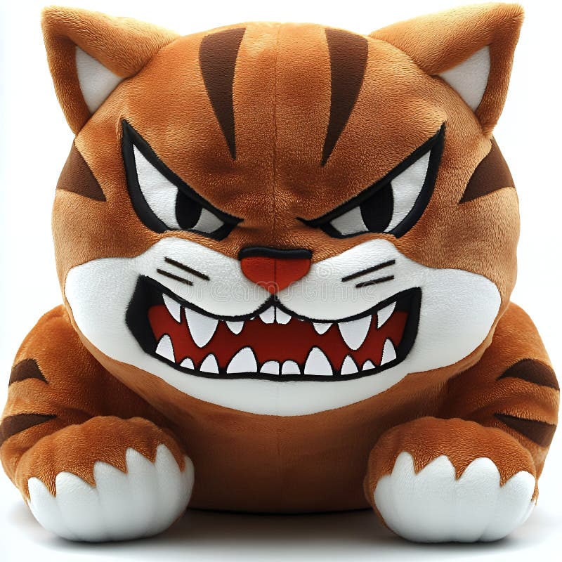 A Fierce Plush Tiger Toy with a Wideopen Mouth Showing Off Its Sharp ...