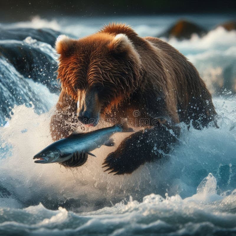 Predatorâ€™s Strike in the River Stock Illustration - Illustration of ...