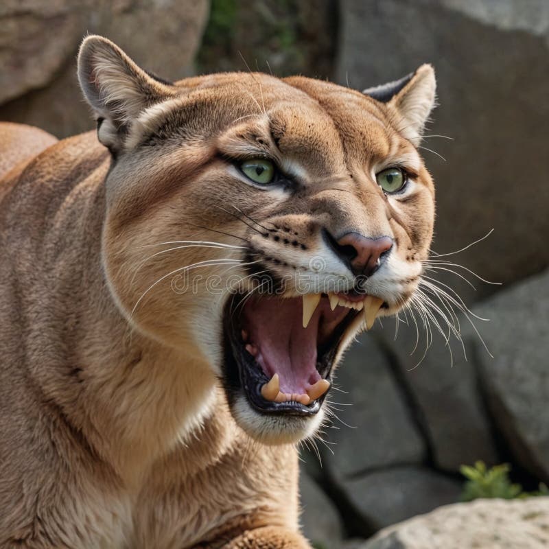 Fierce Puma Portrait Intense Growling Predator Stock Illustrations – 14 ...