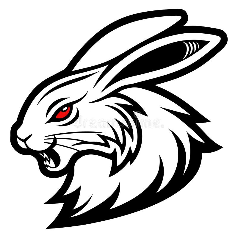 Fierce Rabbit Head Design for Bold Tattoo Illustrations and Graphic Art ...